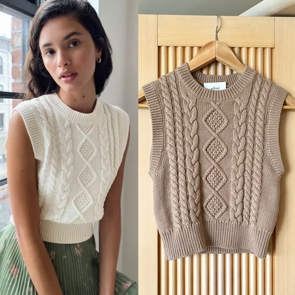 Aritzia | Sweaters | Aritzia Wilfred Alps Sweater Vest Gold Camel Tan ...